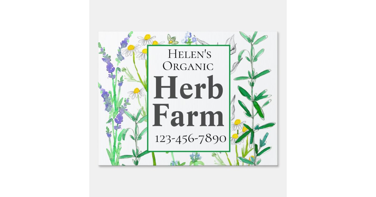 Herb Farm Rosemary Organic Gardening Custom Sign | Zazzle