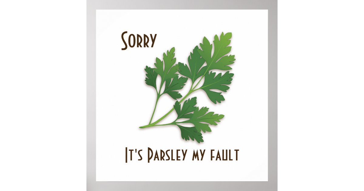 Herb Pun, Sorry It's Parsley My Fault Poster | Zazzle