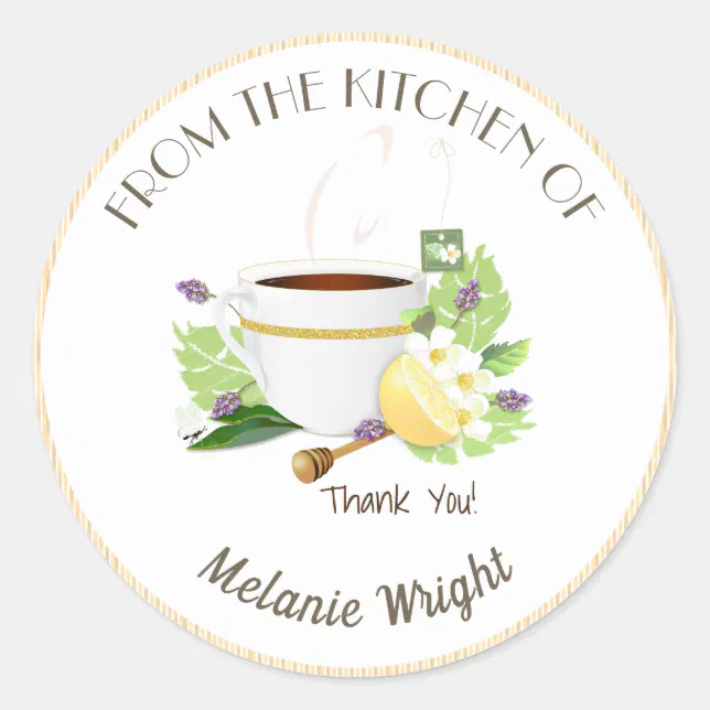 Herbal Tea Canning Thank You Classic Round Sticker | Zazzle