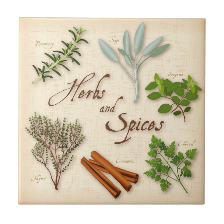 Herbs and Spices Ceramic Tile | Zazzle