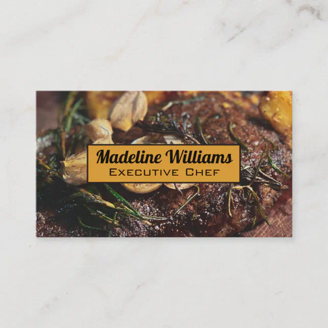 Herbs and Spices on Steak Business Card | Zazzle