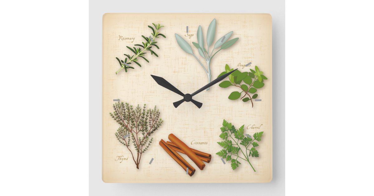 Herbs and Spices Wall Clock | Zazzle