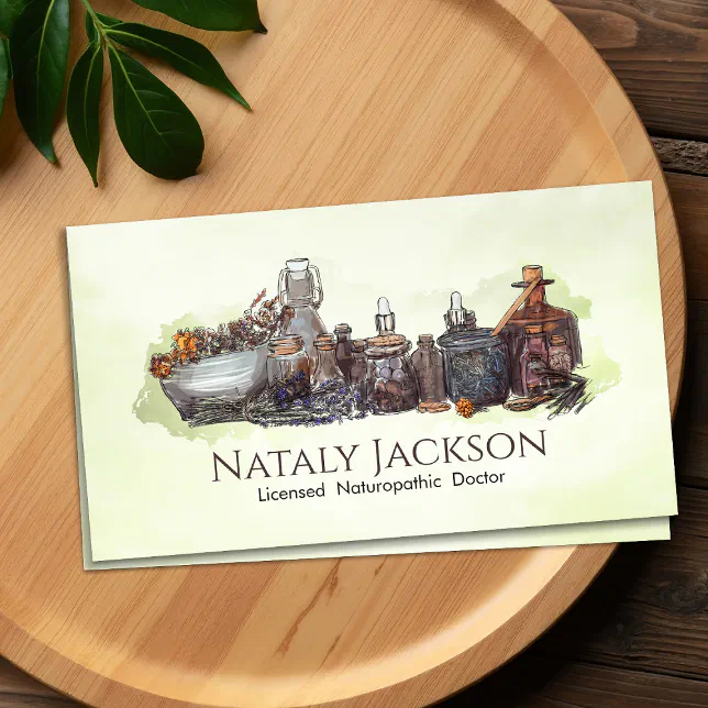 Herbs and Tinctures Drawing Business Card | Zazzle
