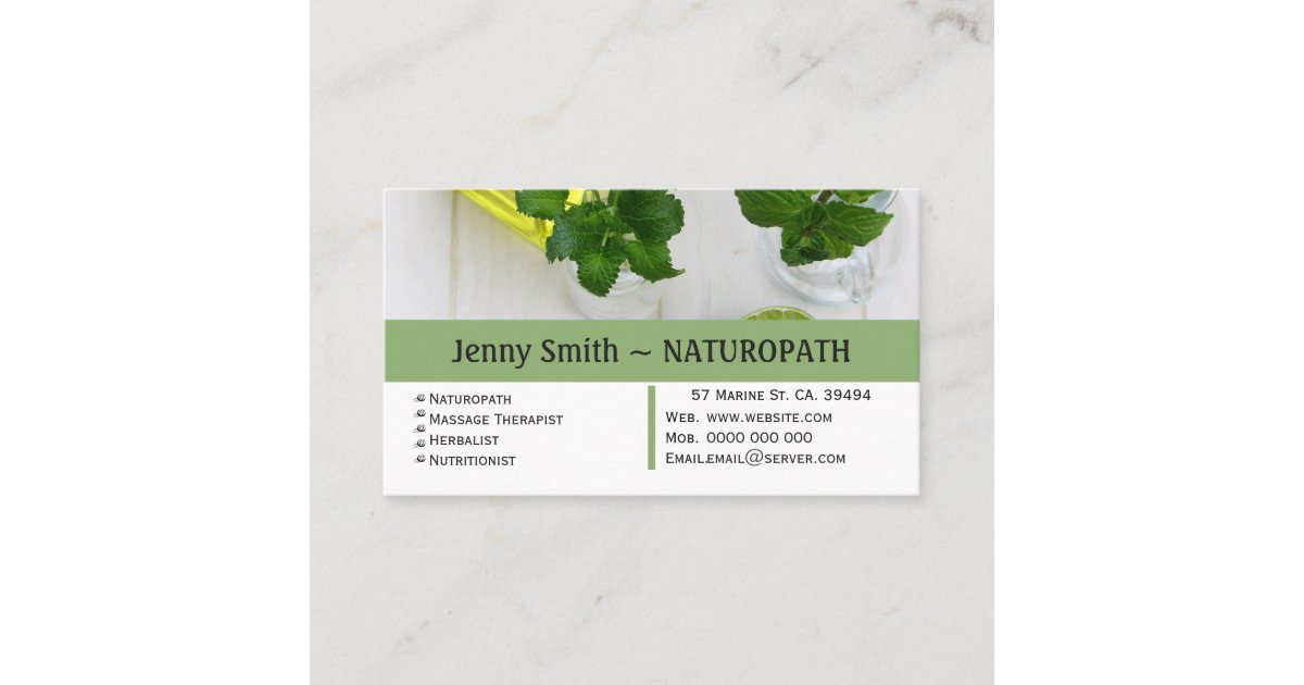 Herbs & Oil Naturopath Appointment Business Card | Zazzle