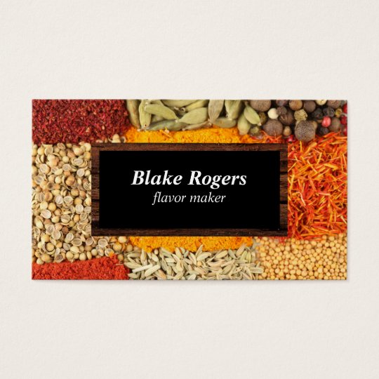 Herbs & Spices | Black / Wood Frame Business Card | Zazzle.com