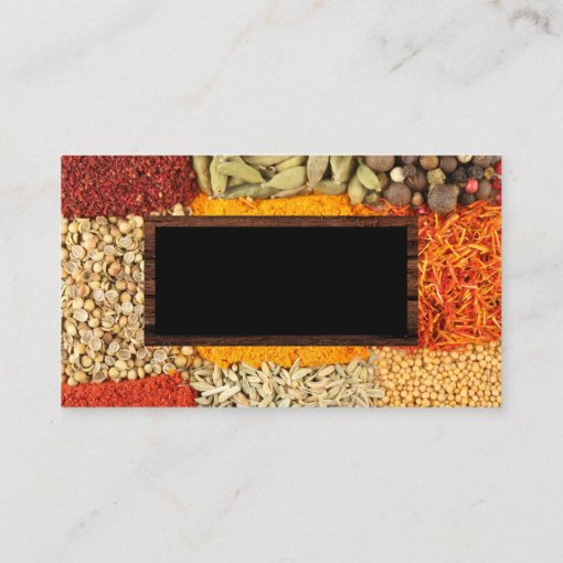 Herbs & Spices | Black / Wood Frame Business Card | Zazzle