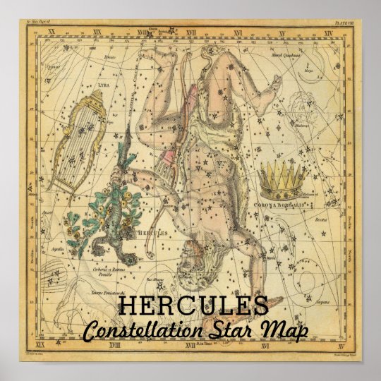 Hercules Constellation Star Map Crown Lyra Poster | Zazzle.com