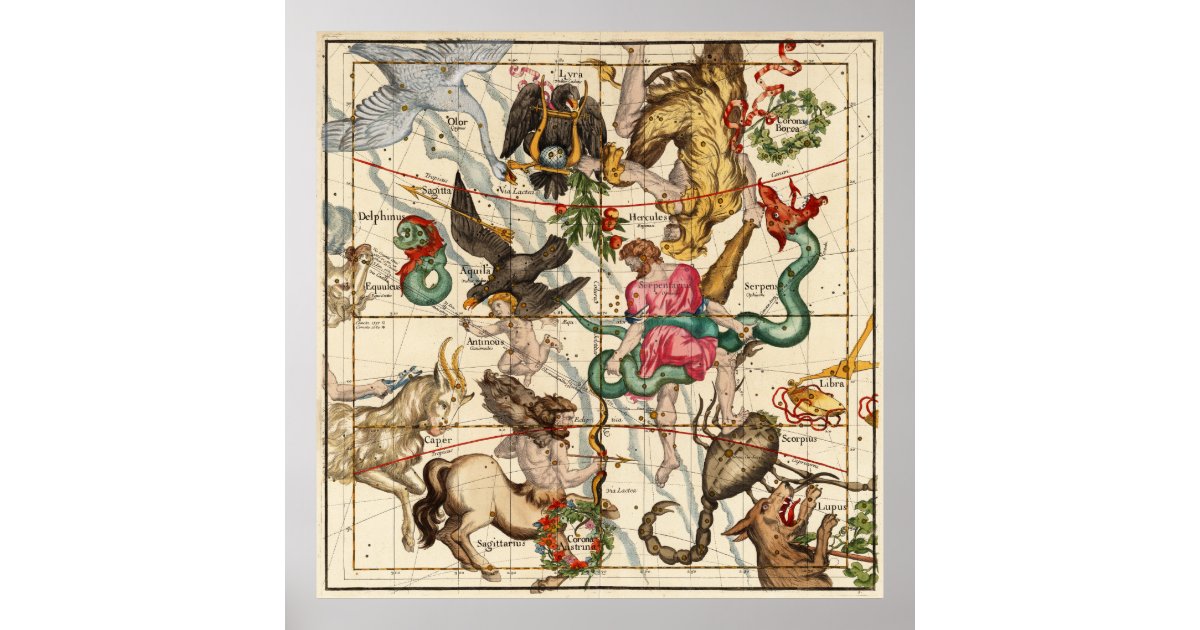 Hercules, Sagittarius, Delphinus and Scorpius Poster | Zazzle