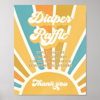 Here Come The Son Sun Baby Shower Diaper Raffle Poster | Zazzle