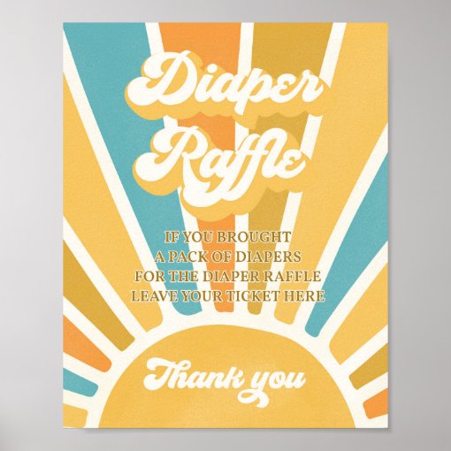 Here Come The Son Sun Baby Shower Diaper Raffle Poster | Zazzle
