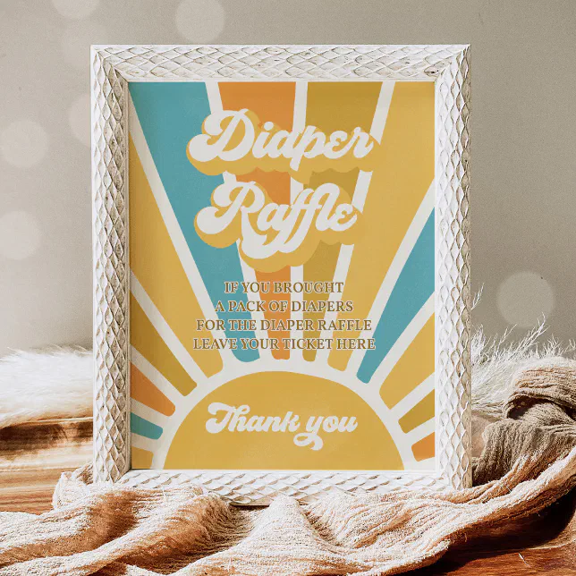 Here Come The Son Sun Baby Shower Diaper Raffle Poster | Zazzle