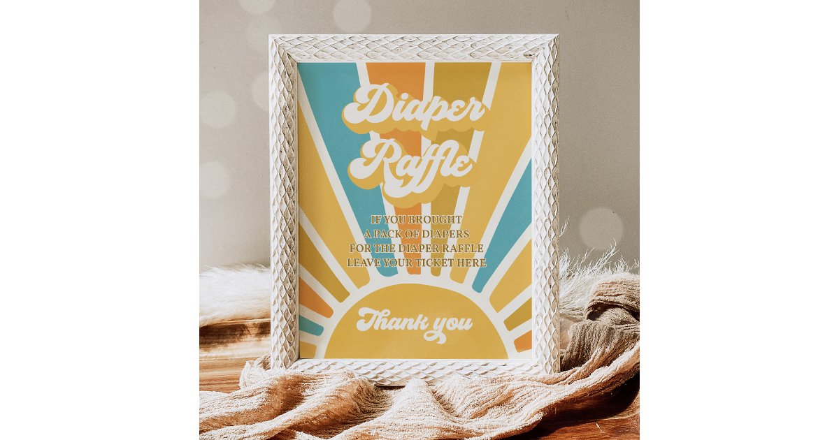 Here Come The Son Sun Baby Shower Diaper Raffle Poster | Zazzle