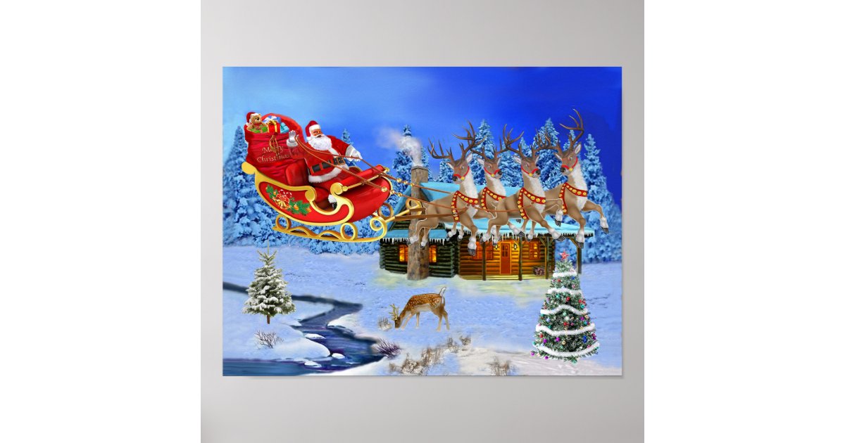 HERE COMES SANTA CLAUS POSTER | Zazzle