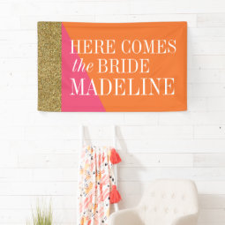 Here Comes the Bride Banner, Bridal Shower Banner | Zazzle
