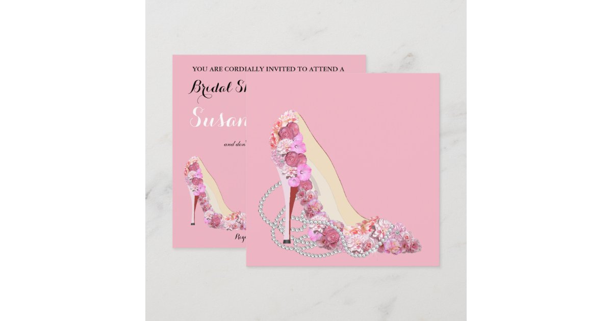 Here Comes The Bride Pink & Flowers Diamonds Party Invitation | Zazzle