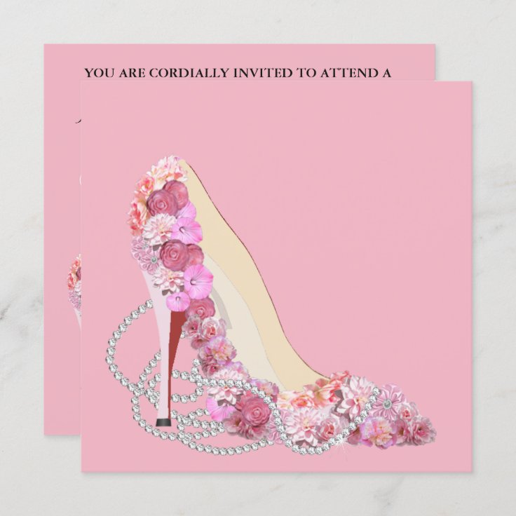 Here Comes The Bride Pink & Flowers Diamonds Party Invitation | Zazzle