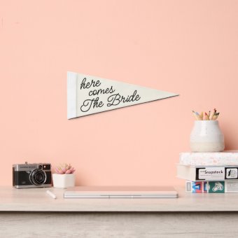Here Comes the Bride Wedding Ceremony Sign Pennant Pennant Flag | Zazzle