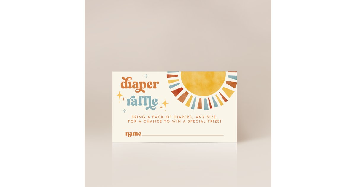 Here Comes the Son Boho Retro Sun Diaper Raffle Enclosure Card | Zazzle