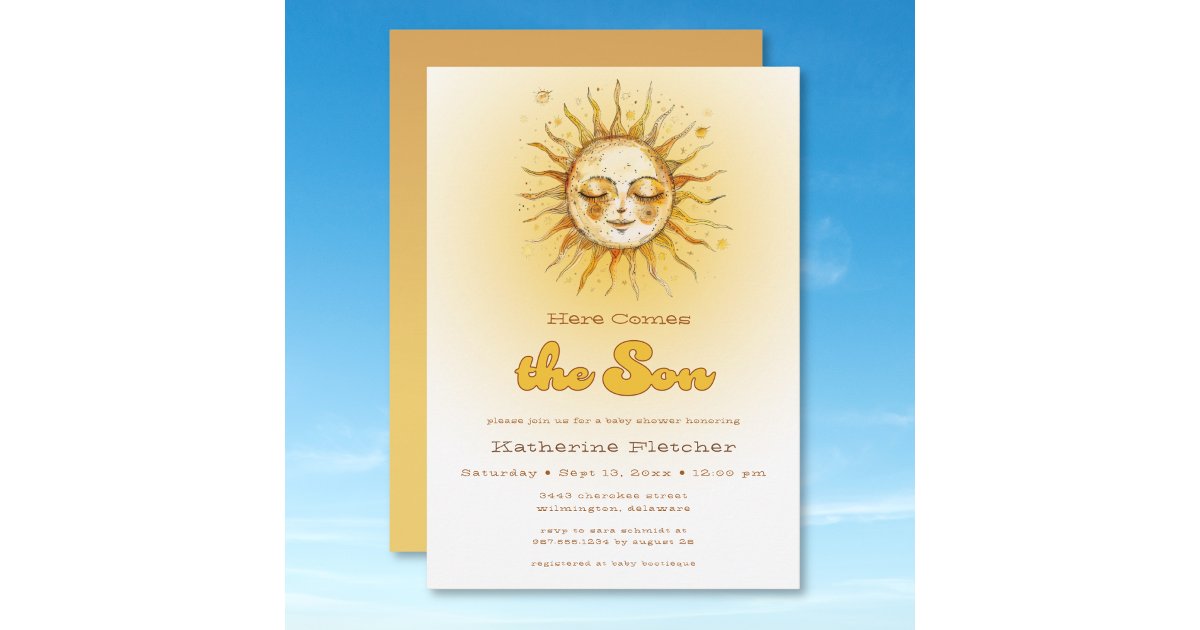 Here Comes the Son Celestial Baby Shower Invitation | Zazzle