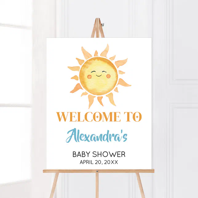 Here Comes the Son Cute Sun Baby Shower Welcome Poster | Zazzle