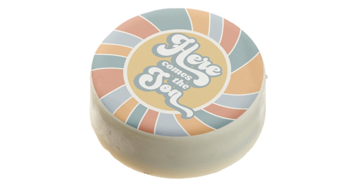 Here Comes The Son Groovy Retro Sun Baby Shower Chocolate Covered Oreo ...