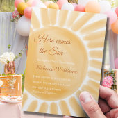 Here Comes the Son Ray Yellow Sunshine Baby Shower Invitation | Zazzle
