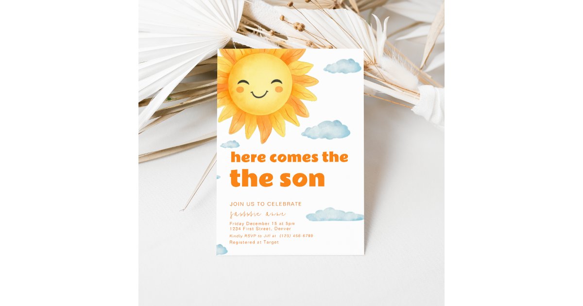 Here Comes The Son Sun Theme Baby Shower Invitation | Zazzle