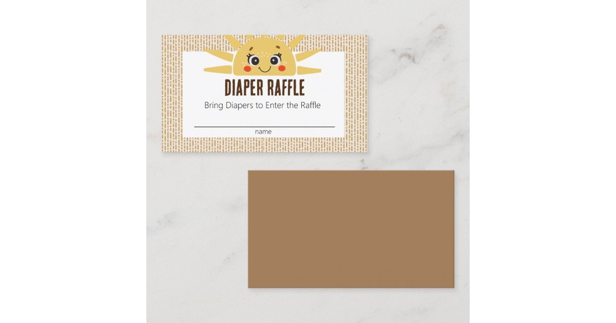 Here Comes the Sun Baby Shower Diaper Raffle Card | Zazzle