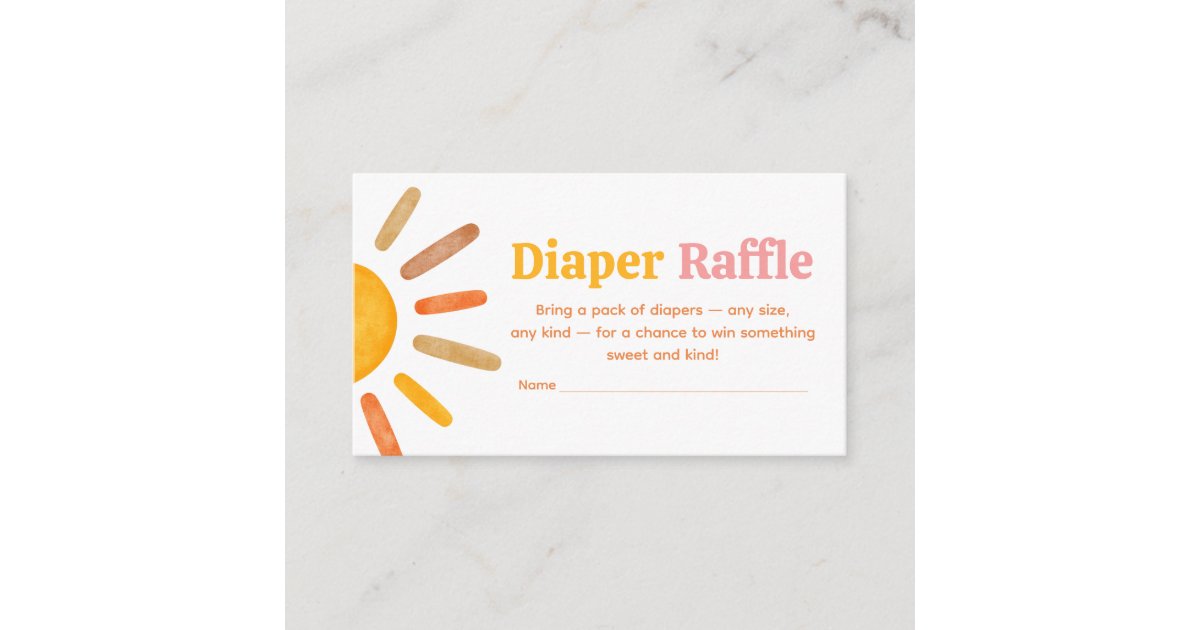Here comes the Sun Baby Shower Diaper Raffle Enclosure Card | Zazzle