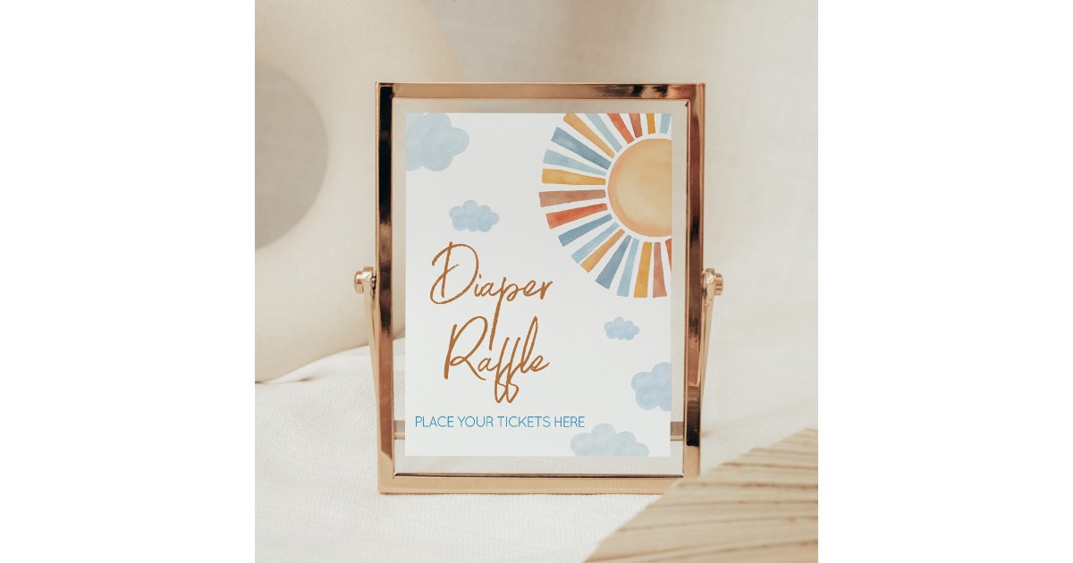 Here Comes The Sun Baby Shower Diaper Raffle Poster | Zazzle