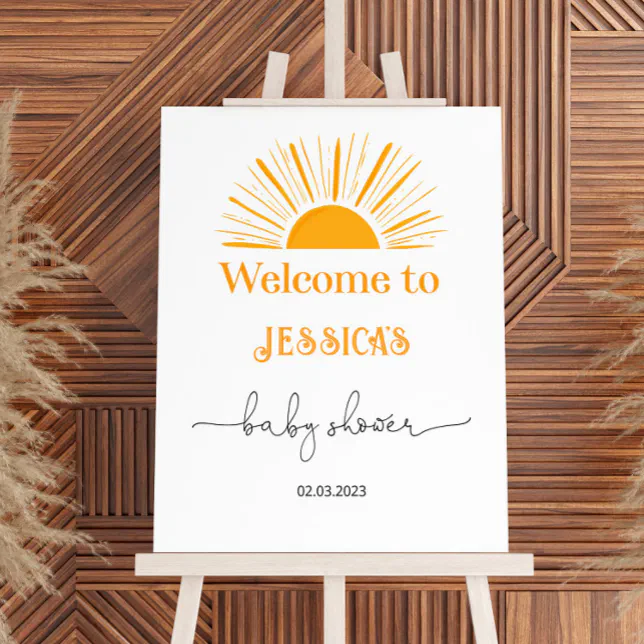 Here comes the sun baby shower welcome foam board | Zazzle