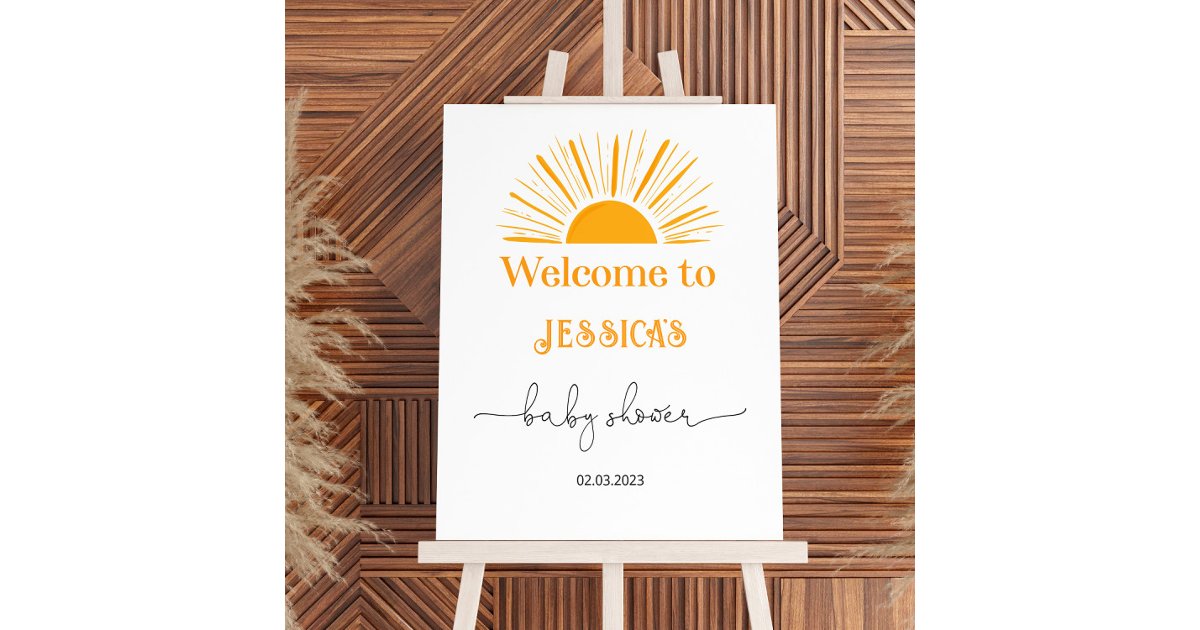Here comes the sun baby shower welcome foam board | Zazzle