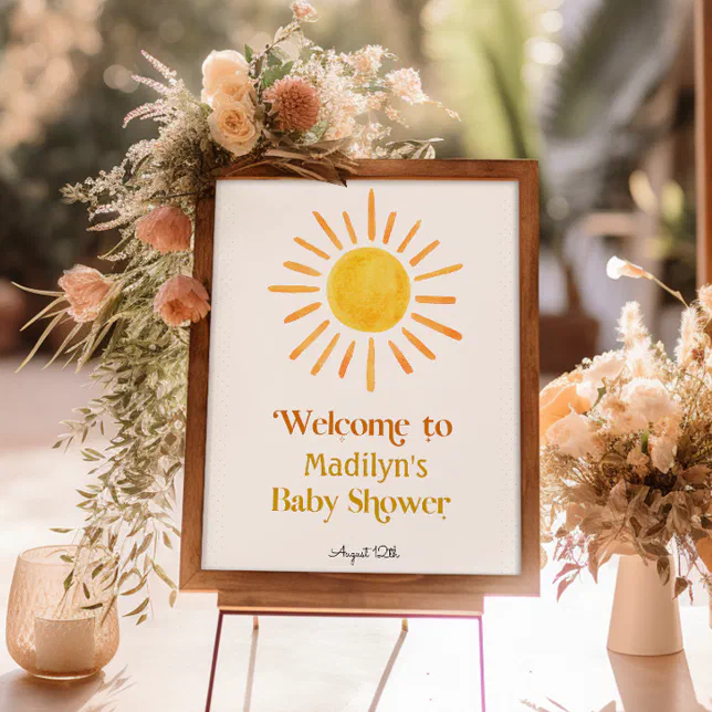 Here Comes the Sun Baby Shower Welcome Sign | Zazzle