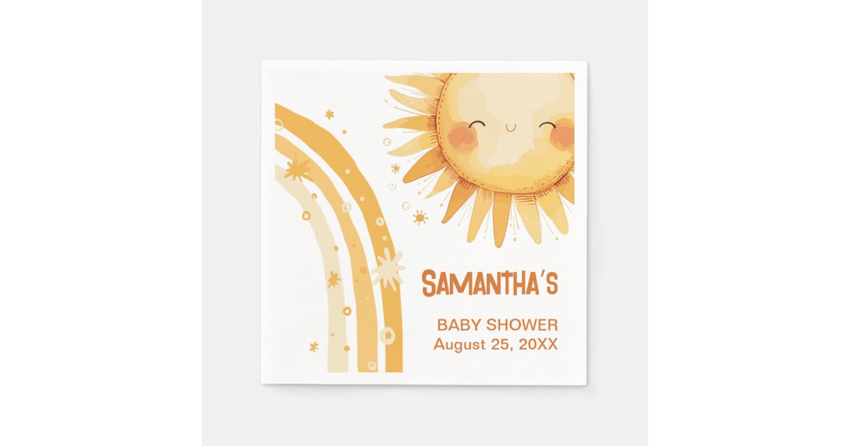 Here comes the Sun boho baby shower Enclosure Card Napkins | Zazzle