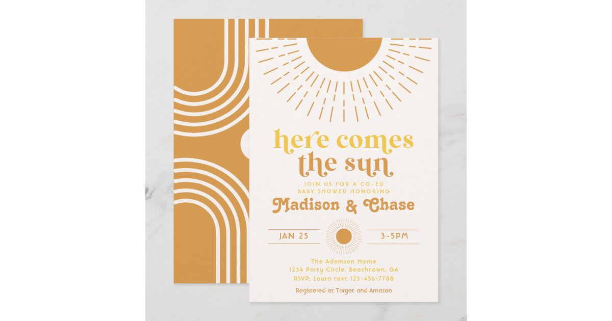 Here Comes the Sun Co-Ed Baby Shower Invitation | Zazzle