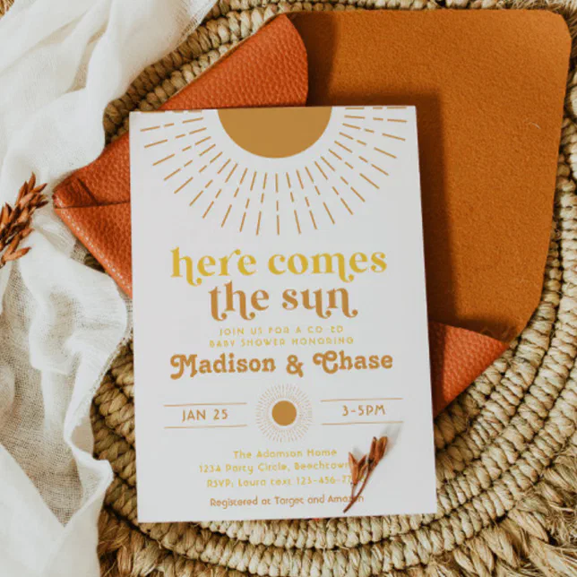 Here Comes the Sun Co-Ed Baby Shower Invitation | Zazzle