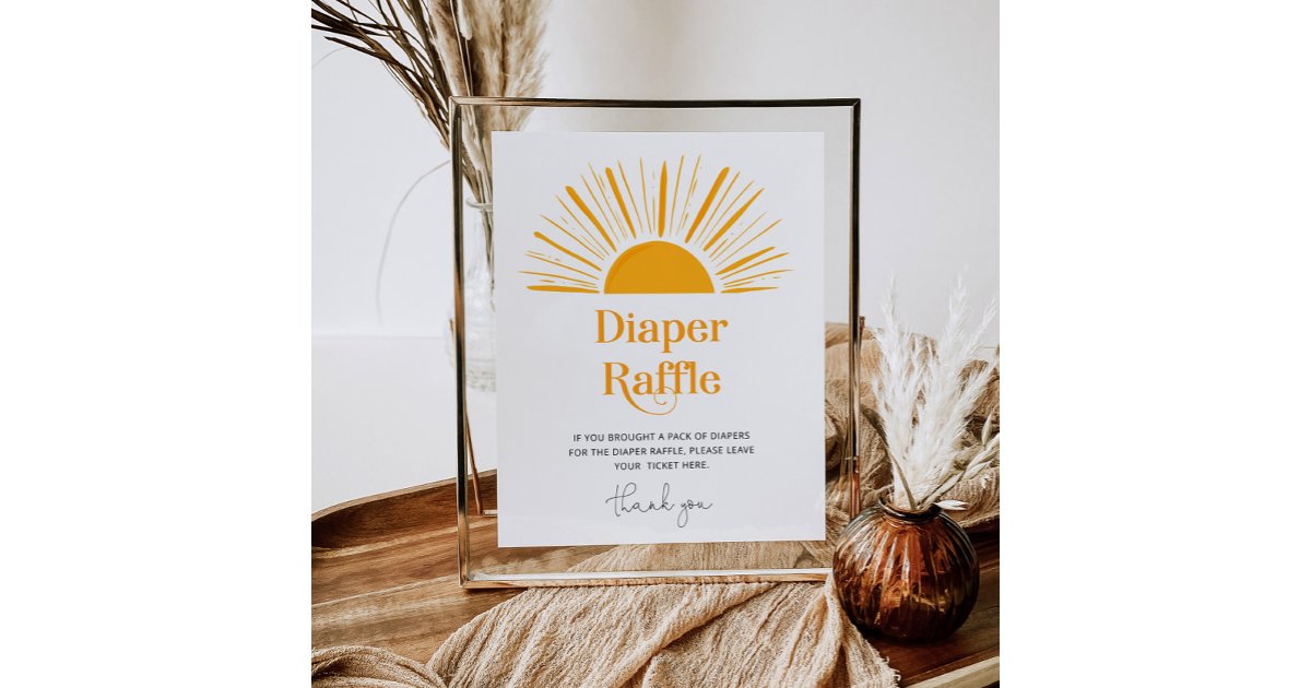 Here comes the sun diaper raffle poster | Zazzle