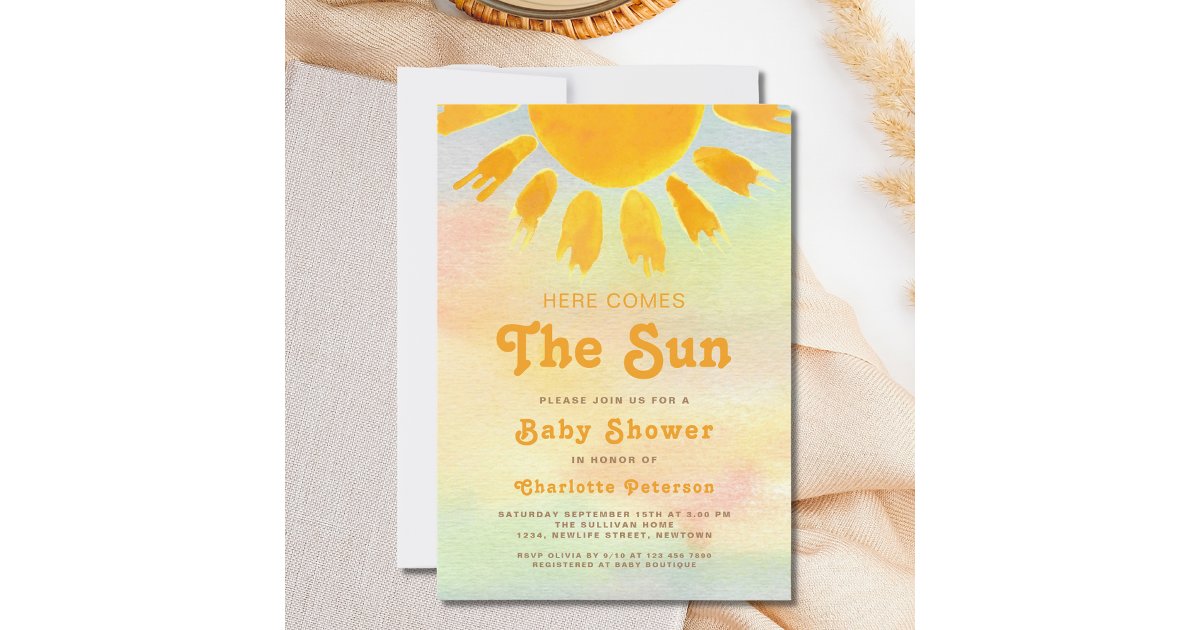 Here Comes The Sun Gender-Neutral Baby Shower Invitation | Zazzle