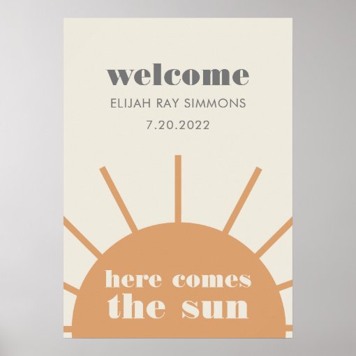 Here Comes the Sun Vintage Welcome Poster | Zazzle