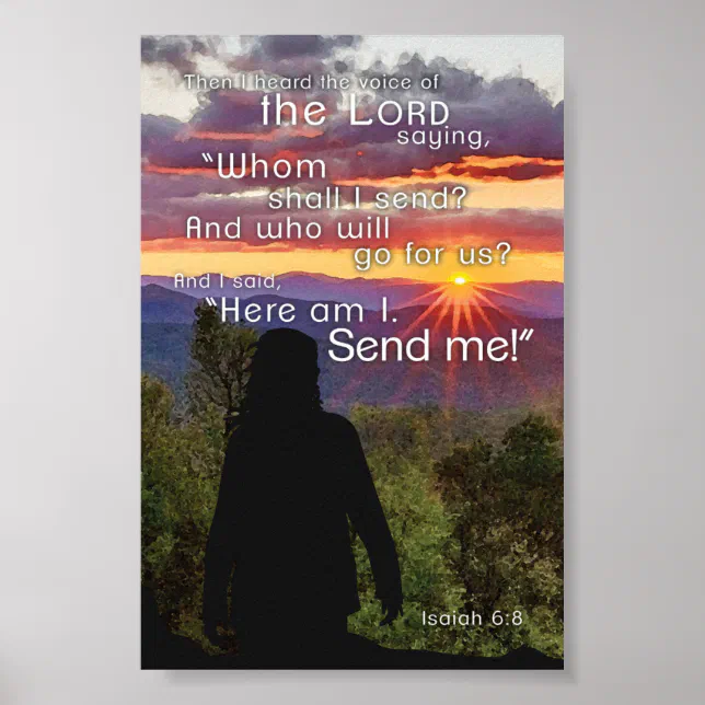 Here I am Lord, Christian calling Bible Verse gift Poster | Zazzle
