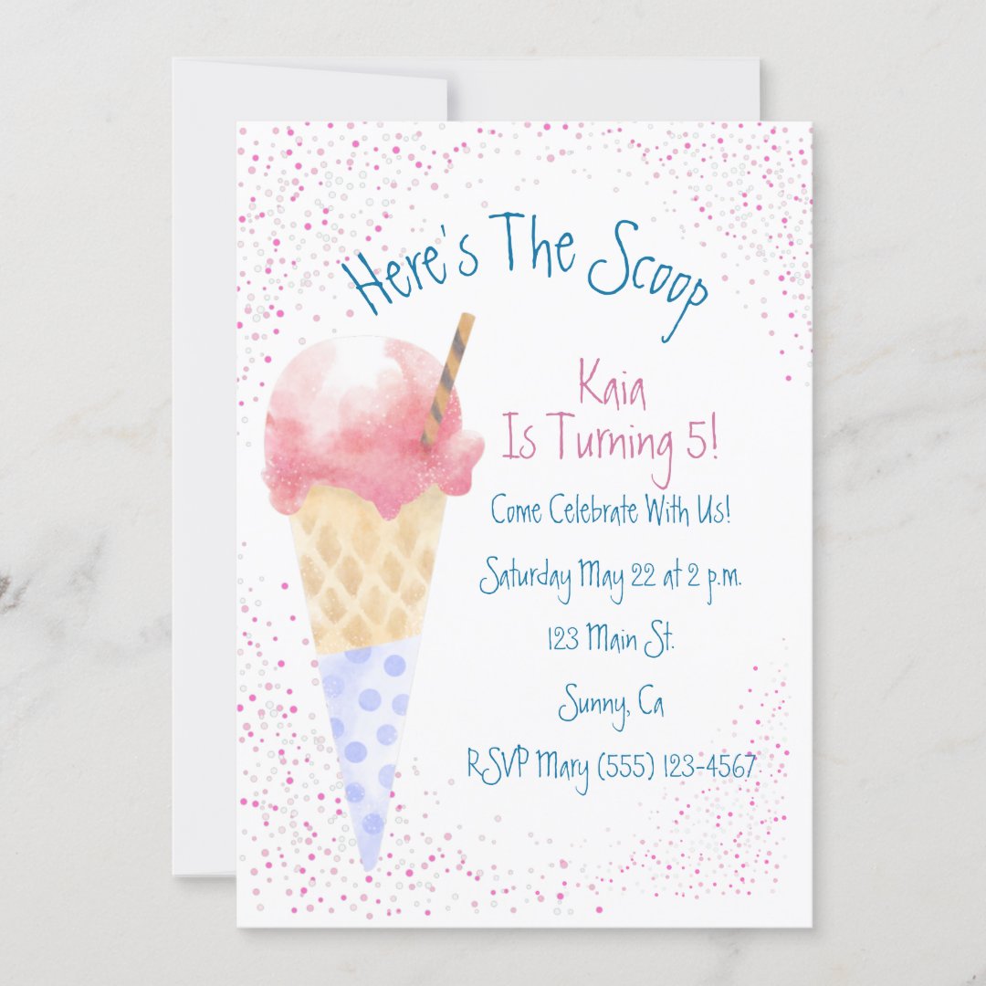 Here's the Scoop Birthday Invitation | Zazzle