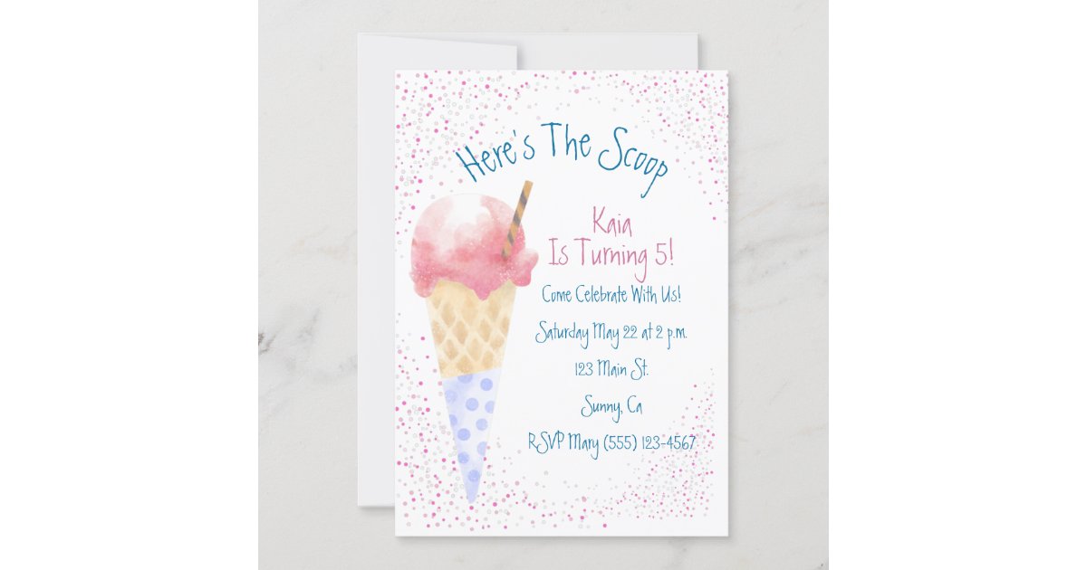 Here's the Scoop Birthday Invitation | Zazzle