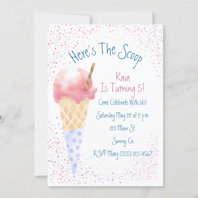 Here's the Scoop Birthday Invitation | Zazzle