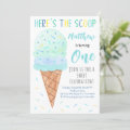 Here's The Scoop Blue Boy Ice Cream Birthday Invitation | Zazzle
