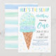 Here's The Scoop Blue Boy Ice Cream Birthday Invitation | Zazzle