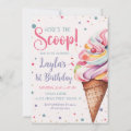 Here's The Scoop Ice Cream 1st Birthday Invitation | Zazzle