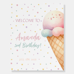 Here's The Scoop Ice Cream Birthday Welcome Sign | Zazzle