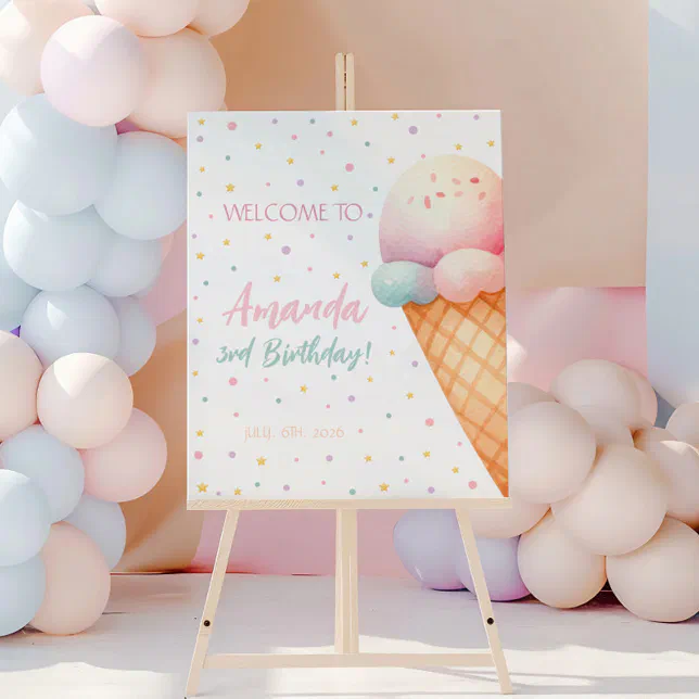 Here's The Scoop Ice Cream Birthday Welcome Sign | Zazzle