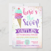 Here's The Scoop Ice Cream Gold Glitter Birthday Invitation | Zazzle