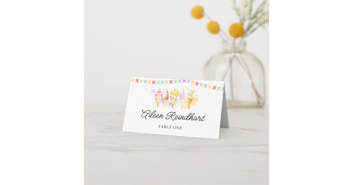 Here's the Scoop Ice Cream Place Card | Zazzle